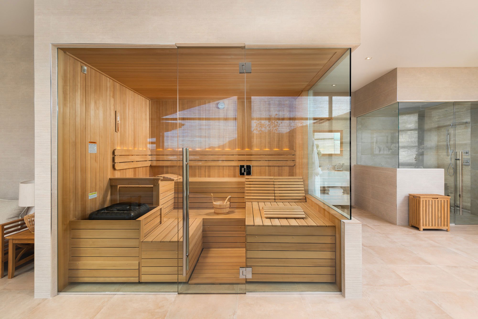 Custom Sauna Room Design Tops Off Luxury Home Spa